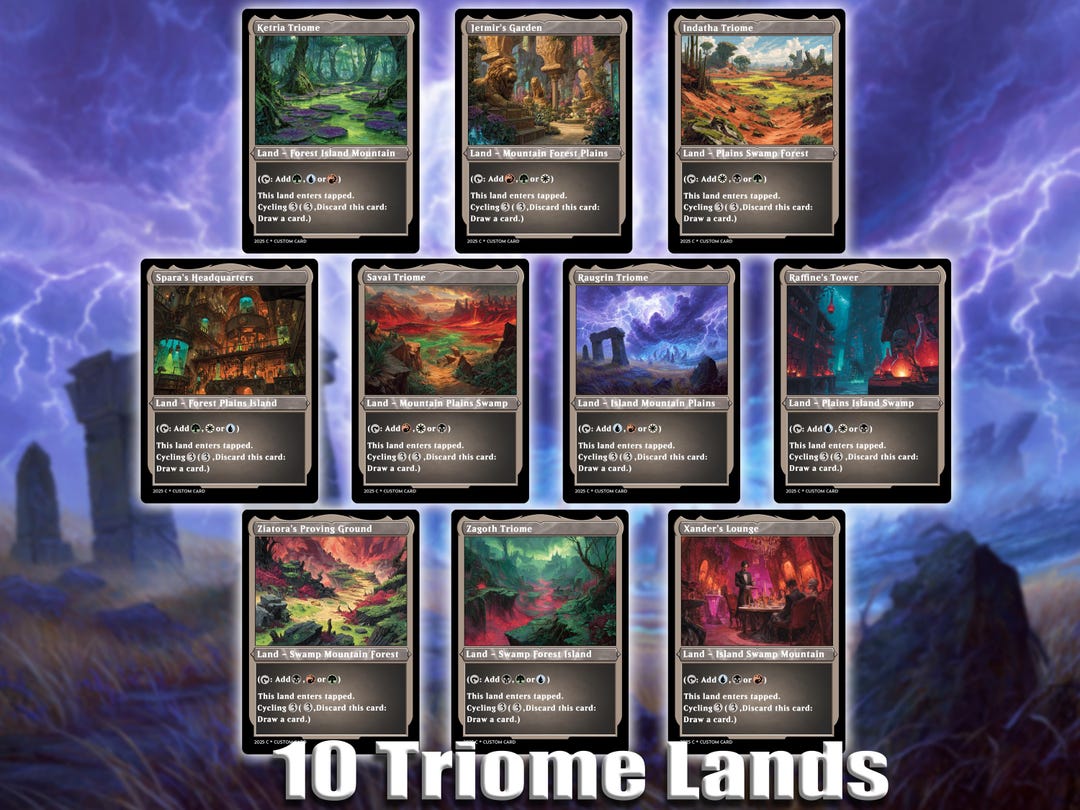 Triome Land Bundle 10 Cards Custom Magic Card,high Quality Cards,old ...
