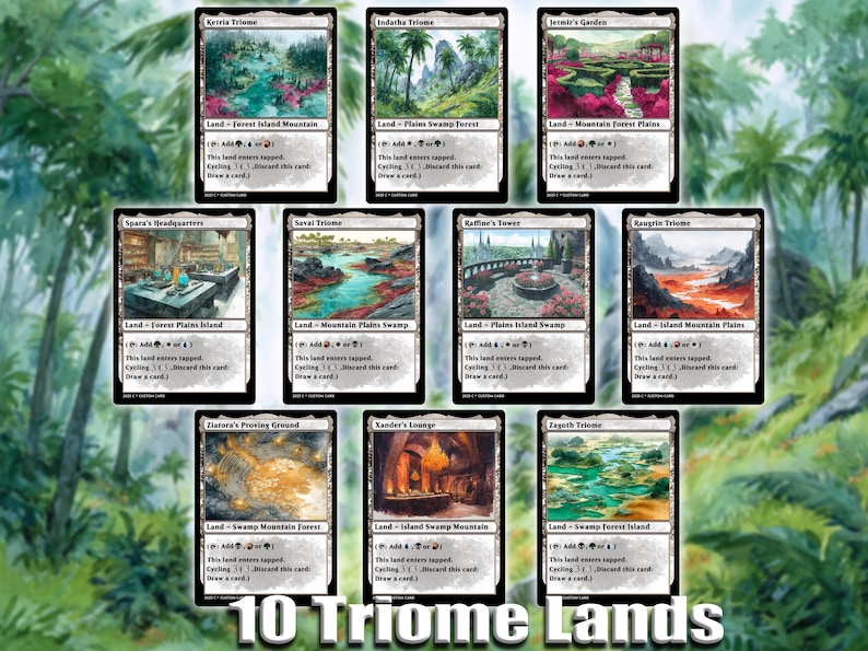 Watercolor Land Card Pack 50: Custom Edh/cedh Set, Land Set, Gamer ...