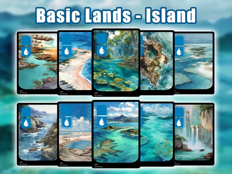Basic Land Pack:50 Custom Designed High Quality Watercolor Style Basic ...