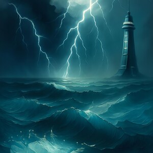 Glorious Lighthouse at Night in a Thunder Storm-stunning Sea View ...