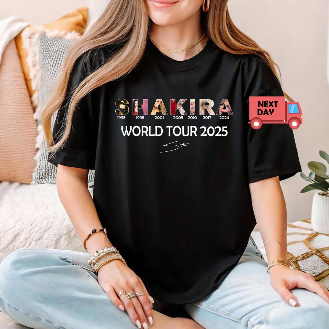 Shakira World Tour 2025 T-shirt | Concert Merch & Celebrity Merchandise ...