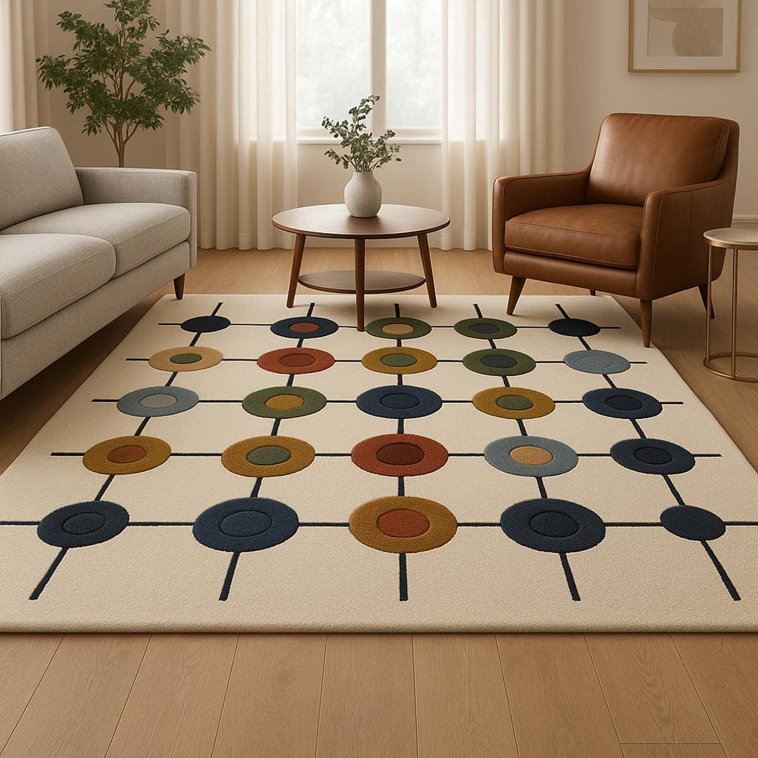 Modern Mid-century Circle Pattern Rug | Hand-tufted Wool Rug for Living ...