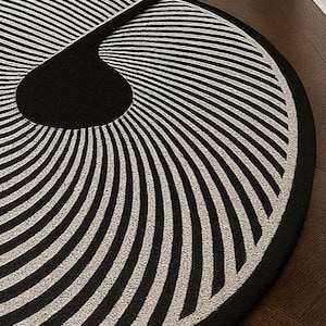 Infinity Illusion Designer Rug – Modern Black & White Hallway Luxury ...