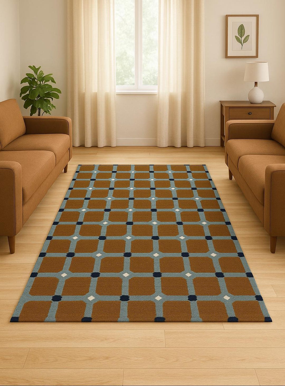Mid Century Modern Geometric Wool Rug | Hand Tufted Cut Pile Carpet ...