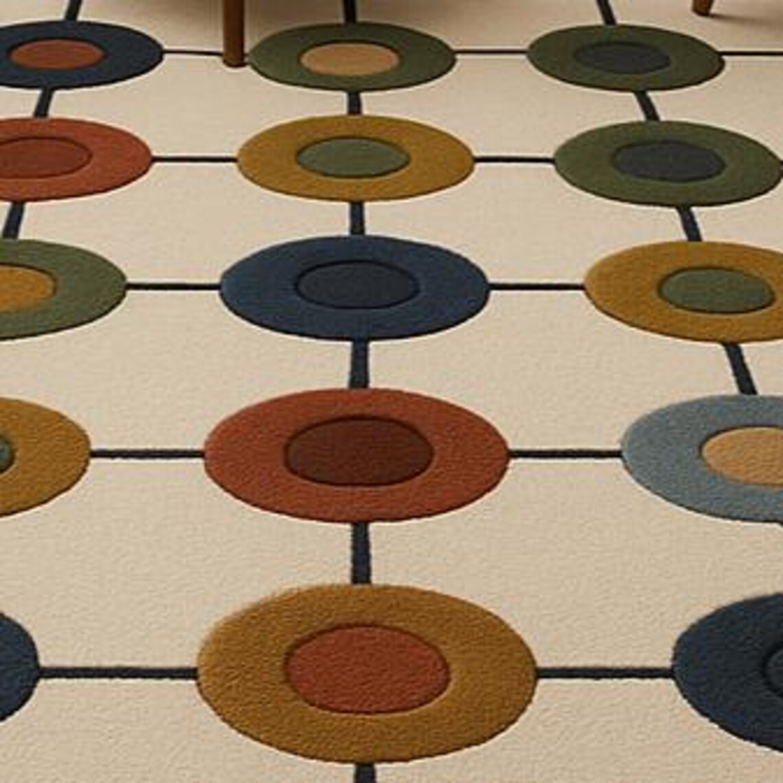 Modern Mid-century Circle Pattern Rug | Hand-tufted Wool Rug for Living ...