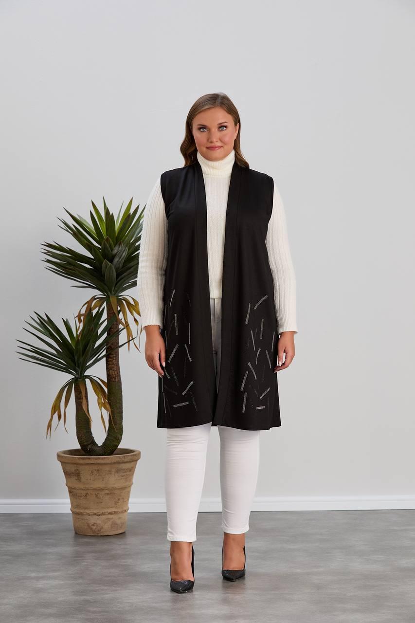 Plus Size Black Knit Duster Vest: Sleeveless Open Front Cardigan - Etsy