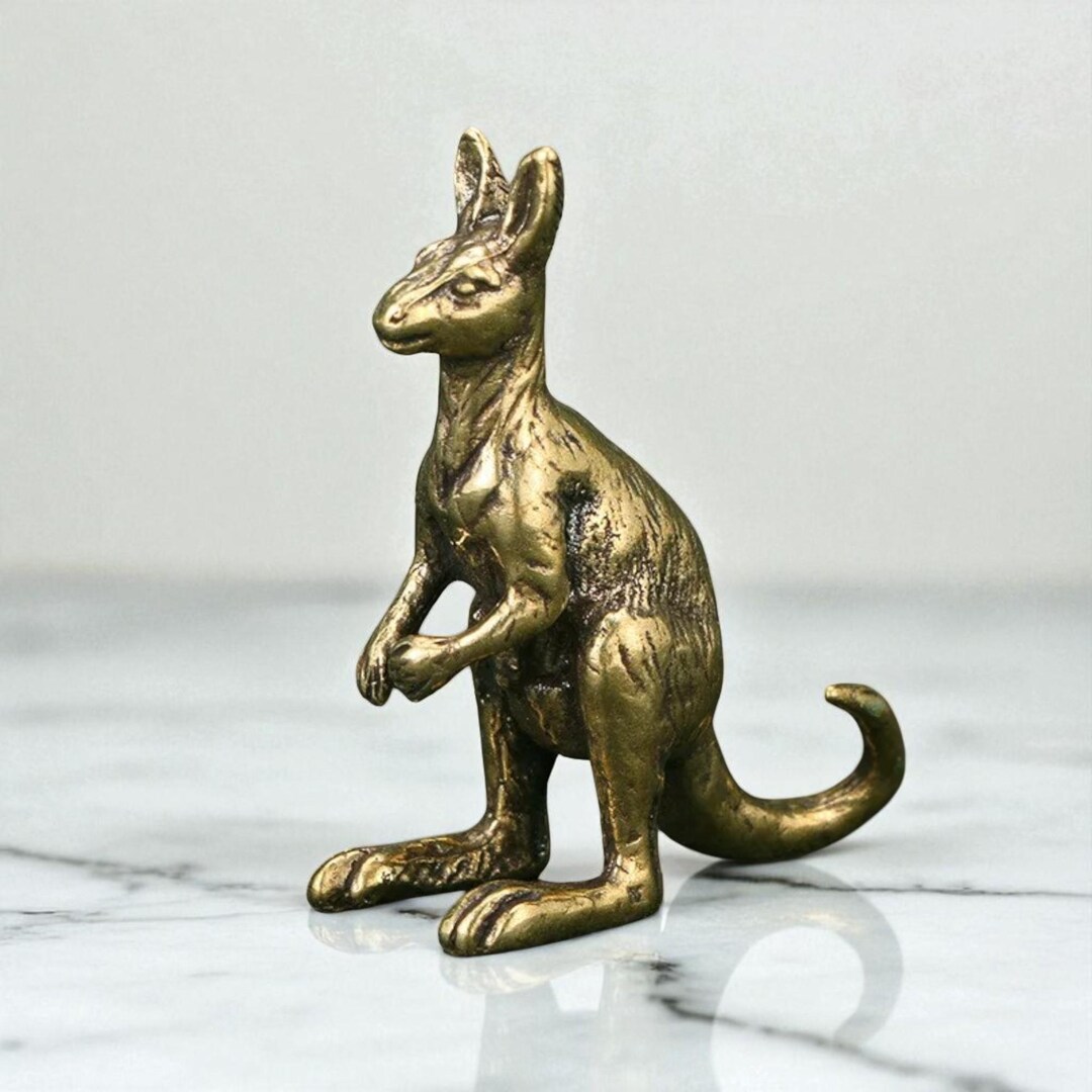 Brass Kangaroo Figurine Collectors Retro Animal Statue Shelf Decoration ...