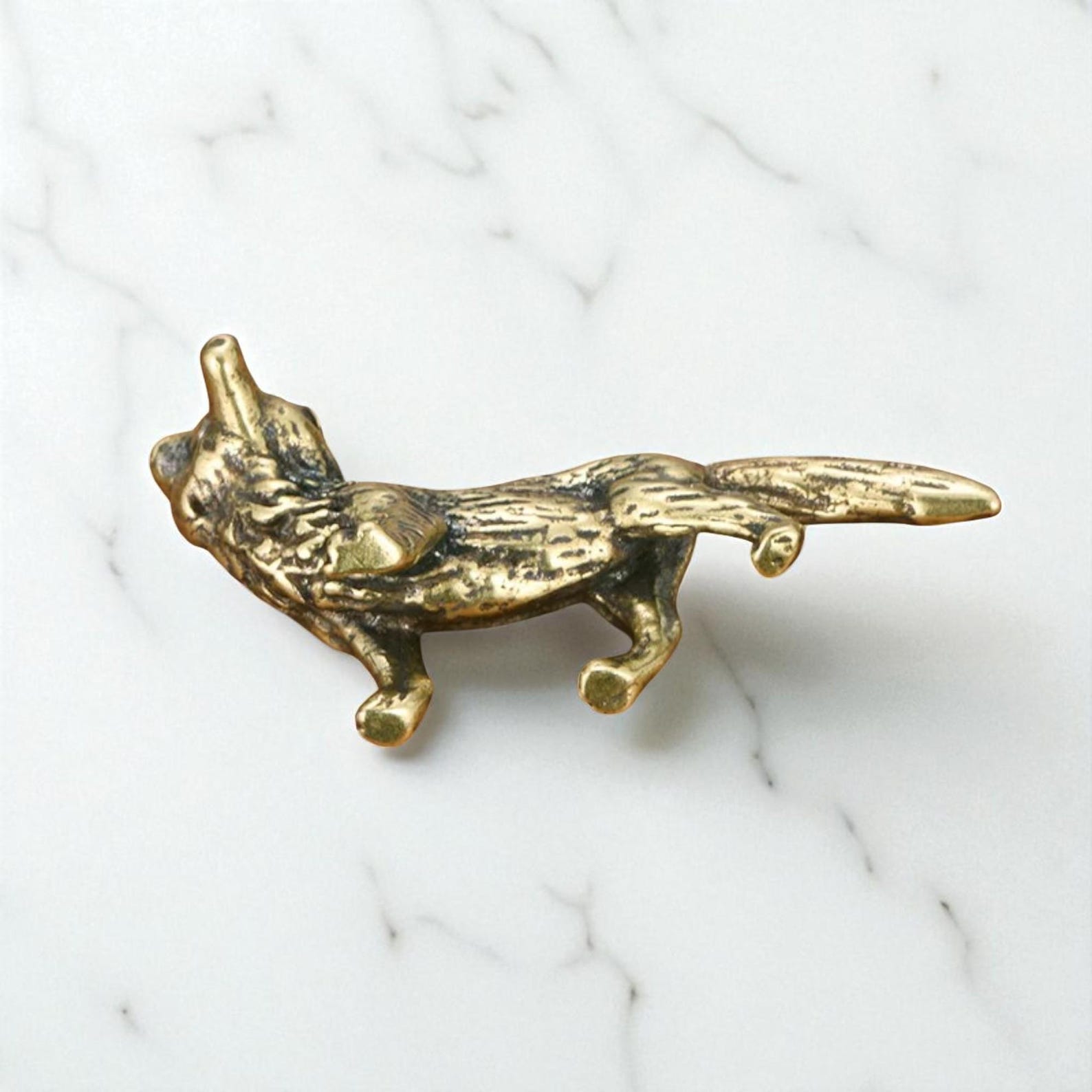 Brass Fox Figurine Collectors Handmade Vintage Animal Shelf Decoration ...