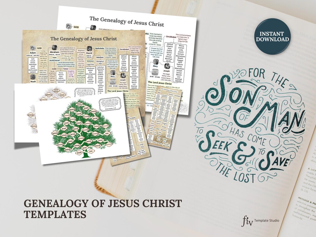 Jesus Family Tree Chart, Genealogy Bible Study, Easy to Read Genealogy ...