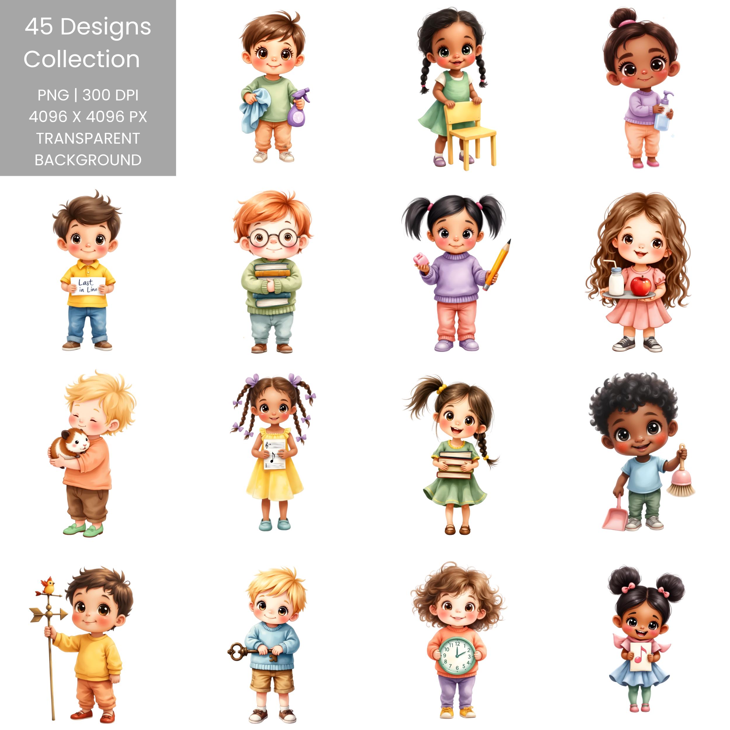 Classroom Jobs Clipart | Watercolour Teacher and Students Pngs | School ...