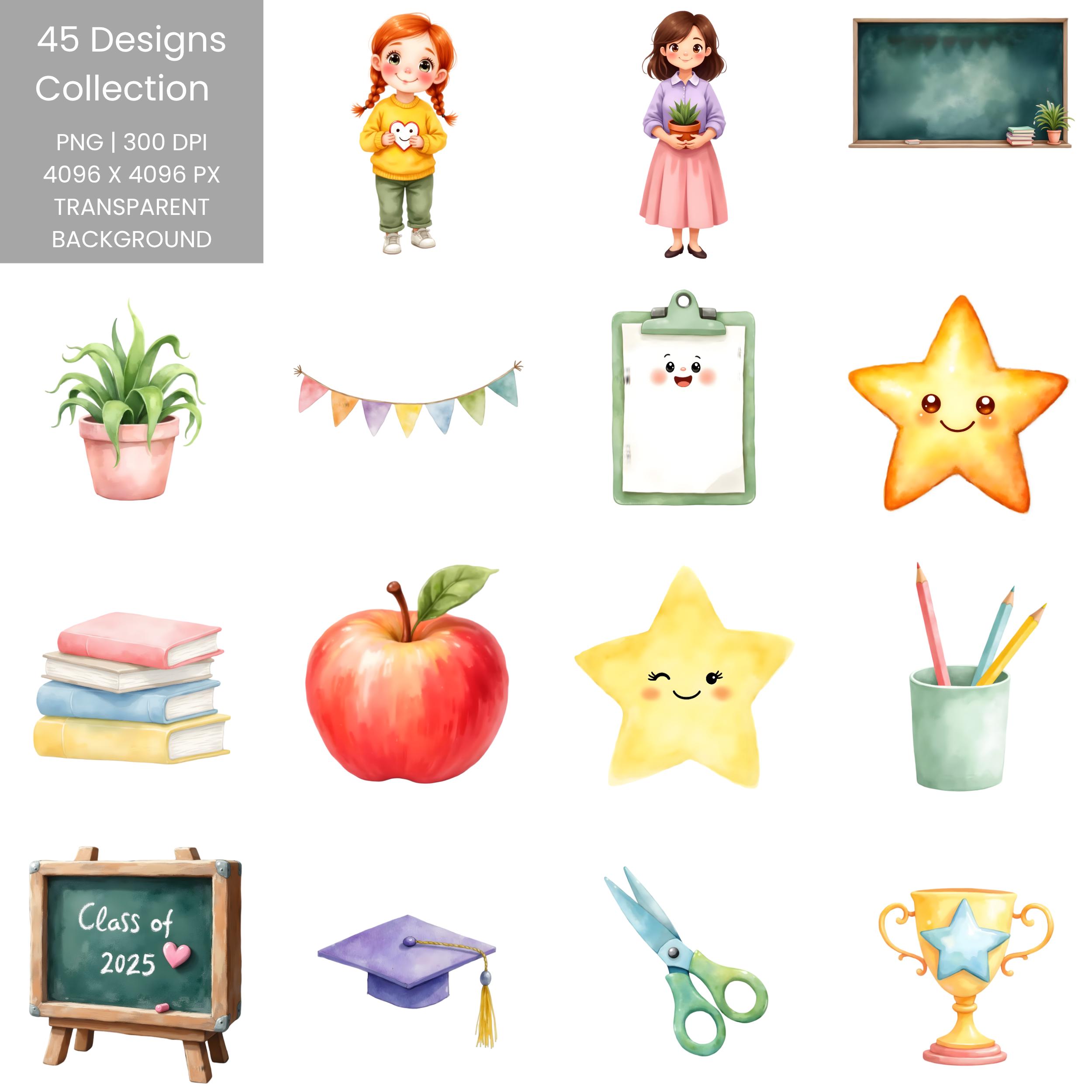Classroom Jobs Clipart | Watercolour Teacher and Students Pngs | School ...