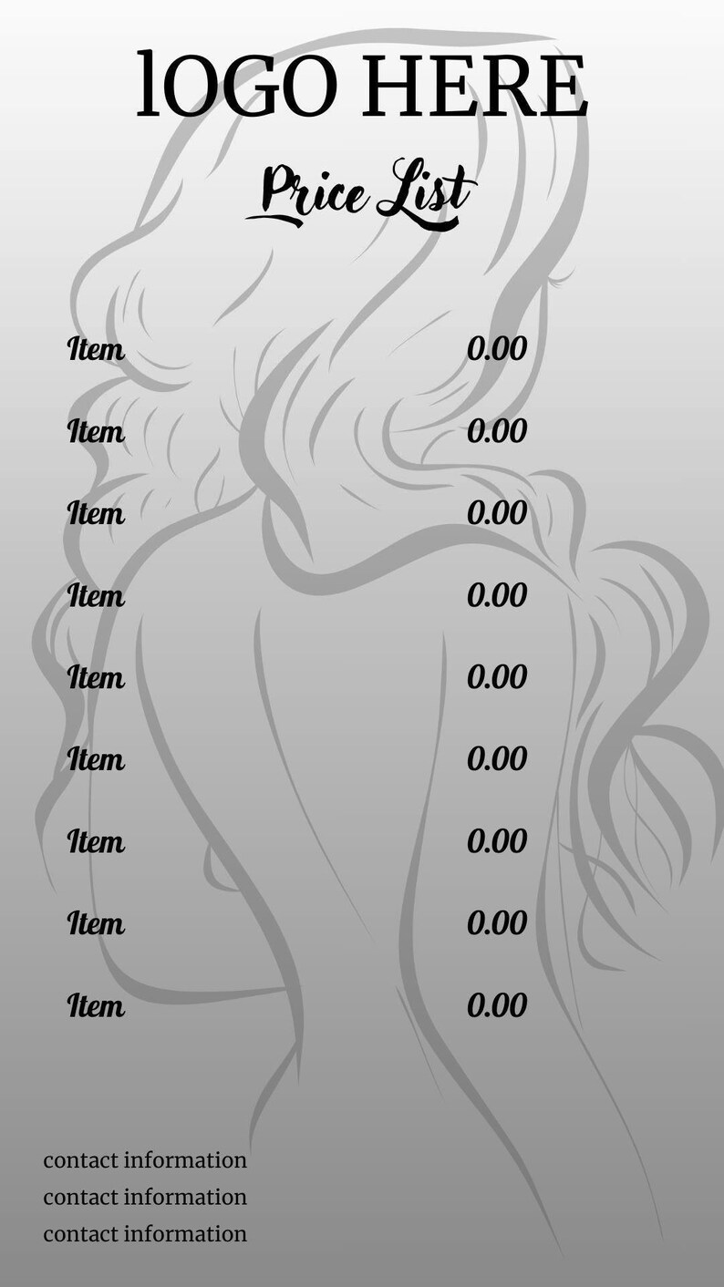 Elegant Price List Template | Editable Price List | Digital Download | Business Pricing Sheet ...