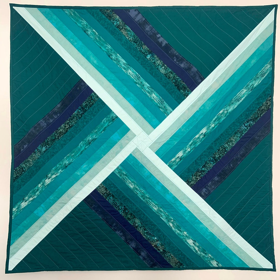 Ocean-inspired Turquoise Quilt Modern Quilt Handmade Quilt Baby Quilt ...