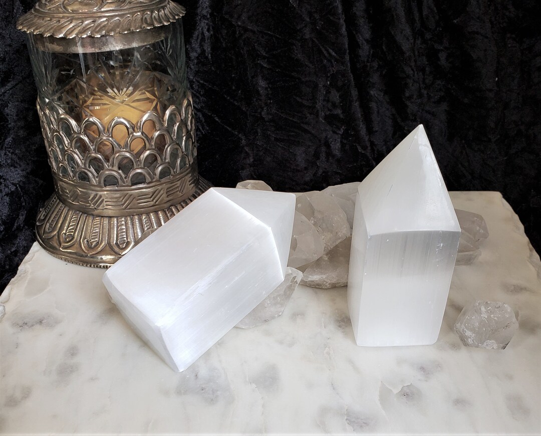 White Selenite Point-square Generator-store and Direct Energy - Etsy