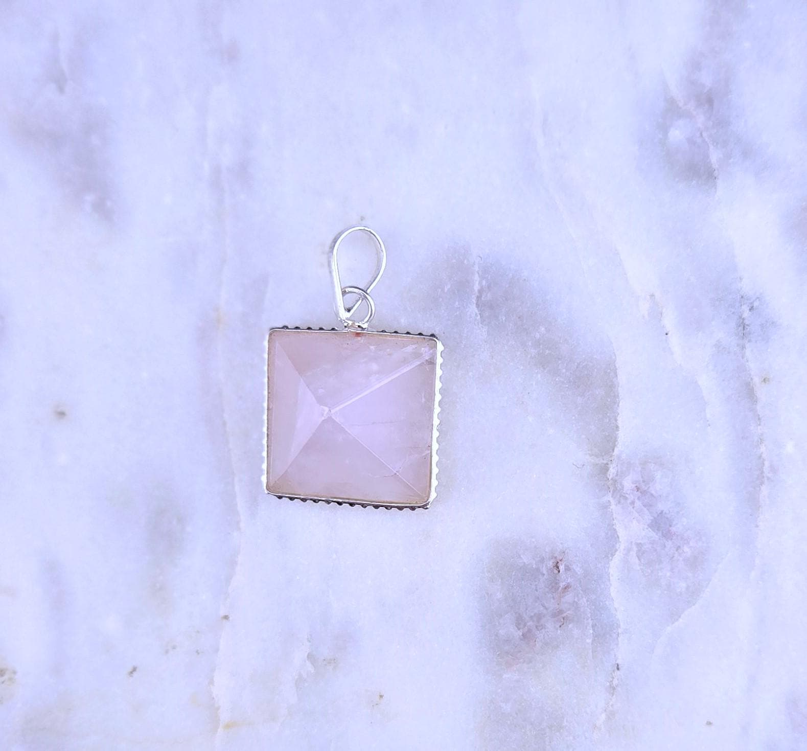 Rose Quartz Pyramid Pendant Necklace Charm--love, Peace, Calm, Positive ...