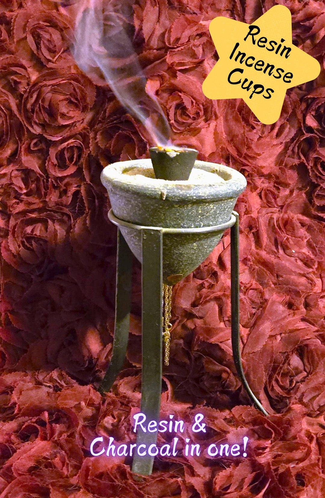 Resin Incense Cups--resin in Charcoal Cup, Set of 2 Cups--spell ...