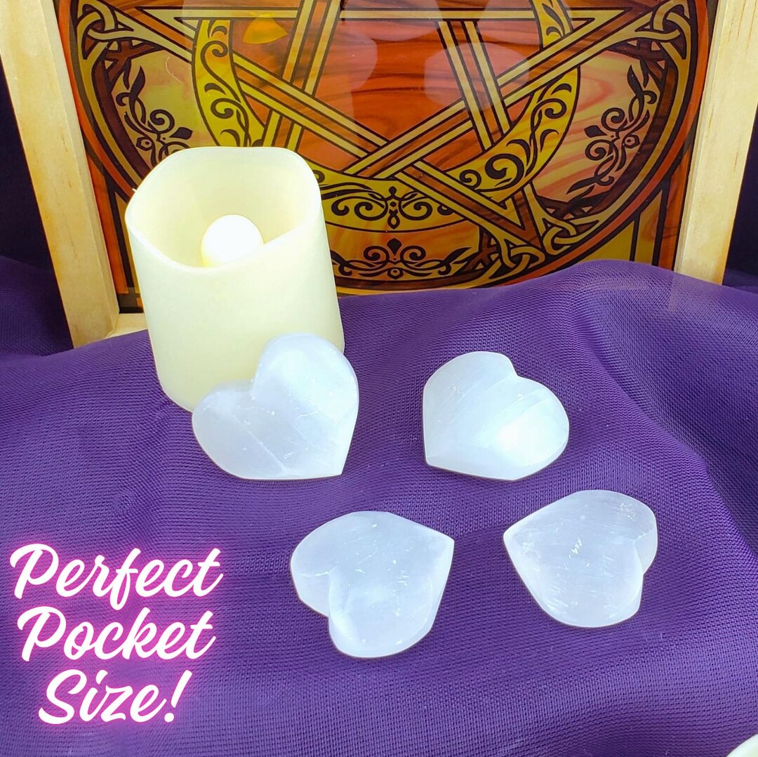 Mini Selenite Puffed Heart - Pocket Stone, Protection, Love, Peace ...