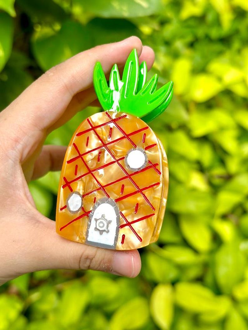 Spongebob Inspired Pineapple House Hair Clip – Quirky Cartoon-inspired ...