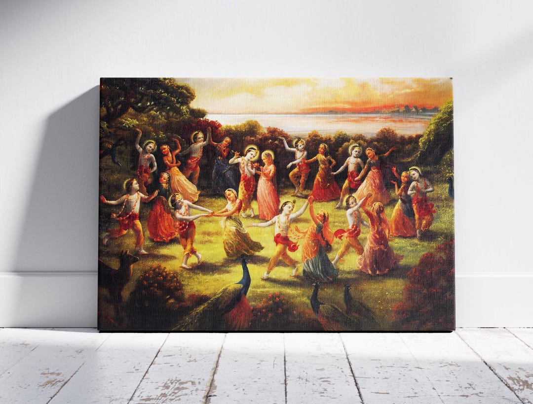 Rasa Lila Dance of Radha Krishna Wall Art, Traditional Story Described ...