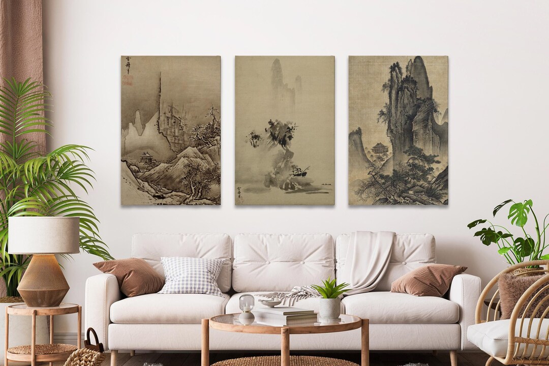 Sesshu Toyo Wall Art Set, Landscape of the Four Seasons Winter, Spring ...