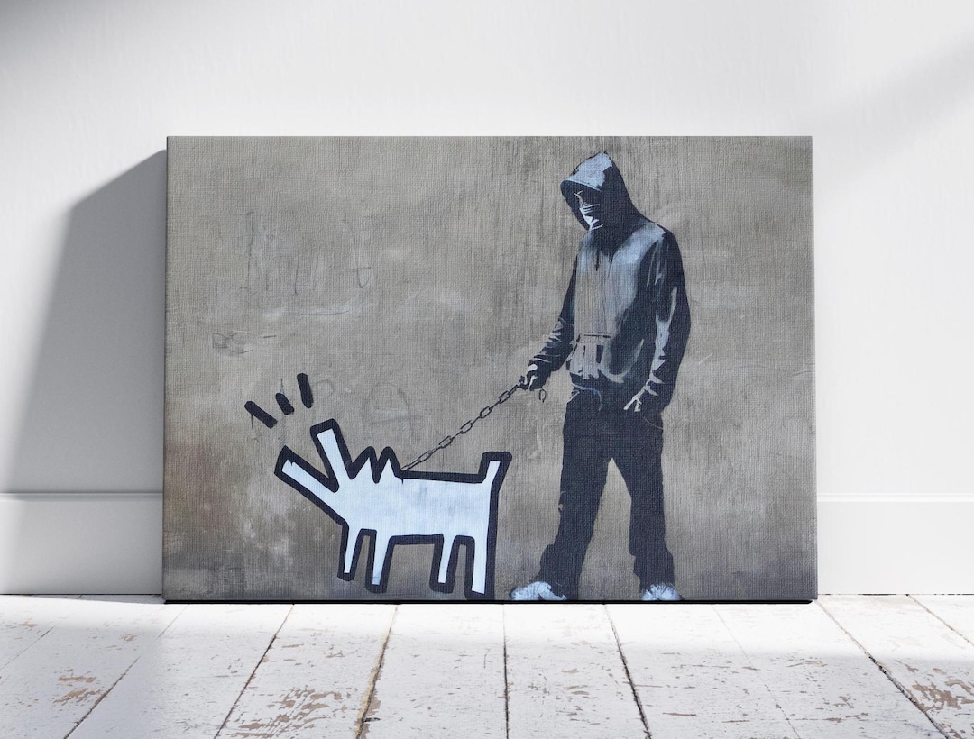 Banksy Barking Dog Wall Art, Banksy Graffiti Ready to Hang Canvas ...