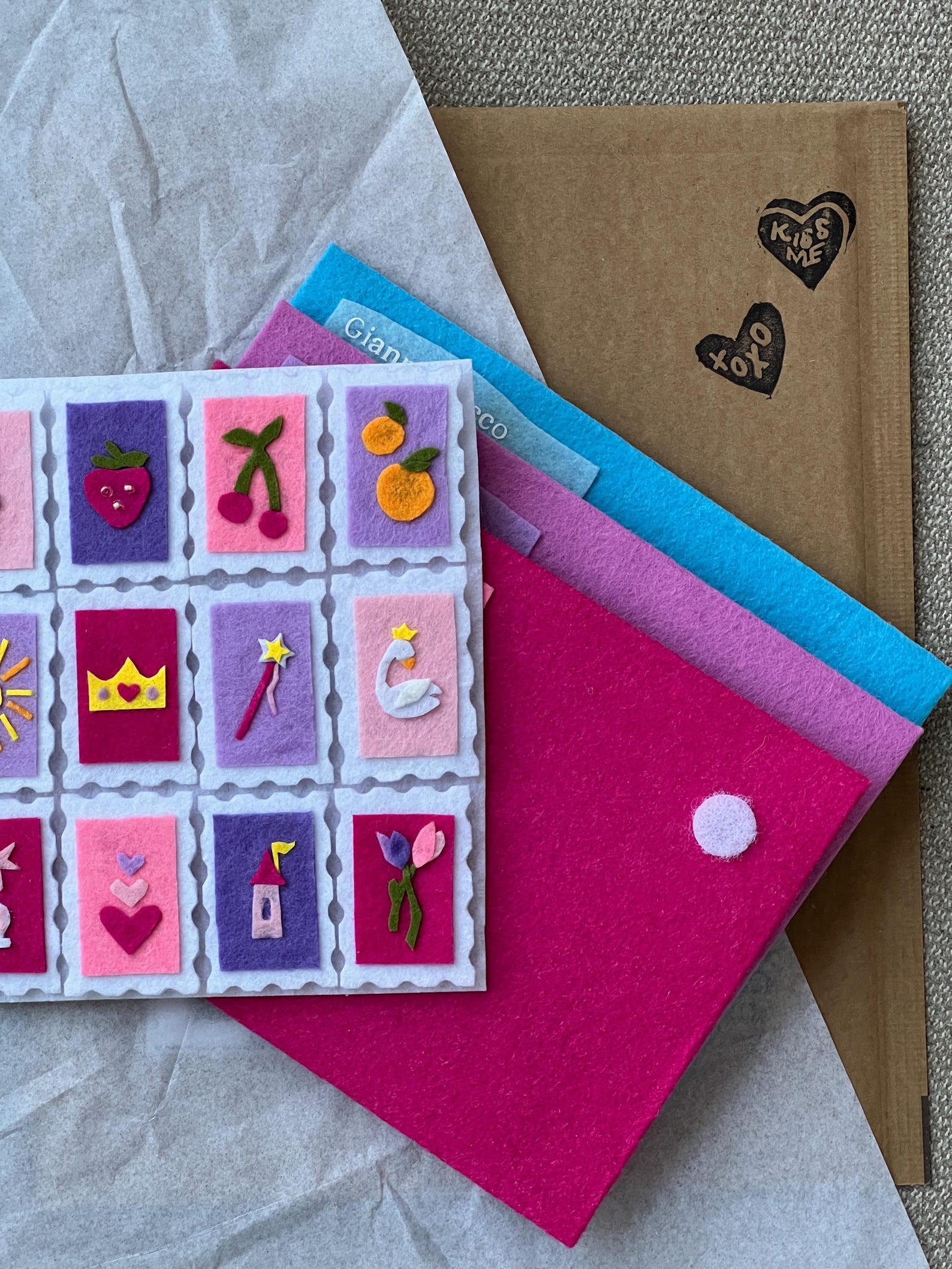 Felt Play Mail Set — Handmade Envelopes + Mini Felt Stamps | Pretend ...