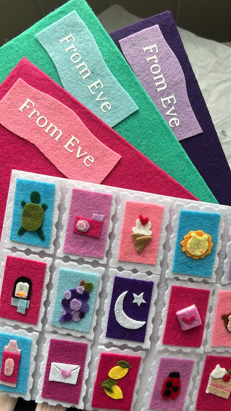 Felt Play Mail Set — Handmade Envelopes + Mini Felt Stamps | Pretend ...