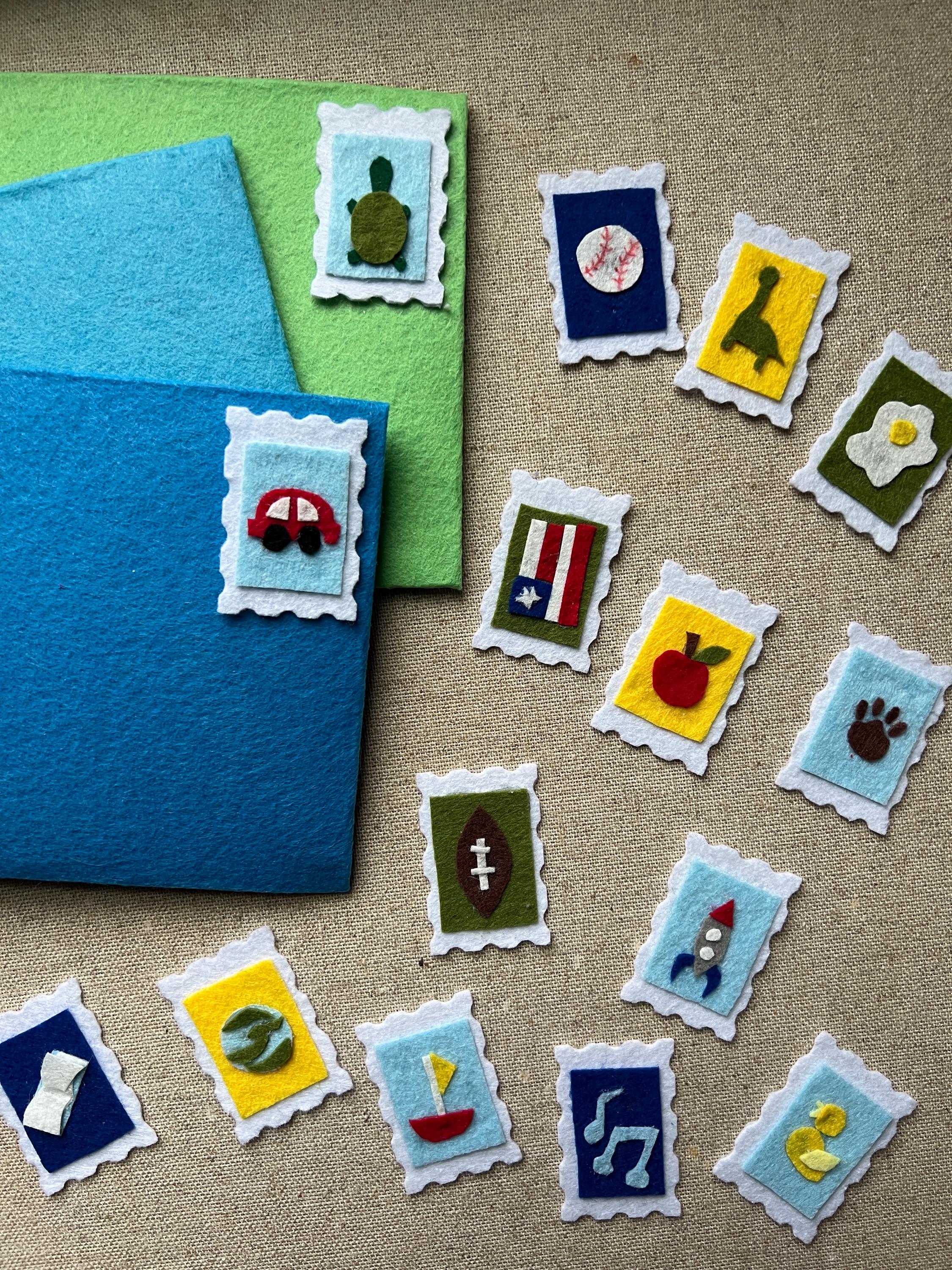 Felt Play Mail Set — Handmade Envelopes + Mini Felt Stamps | Pretend ...