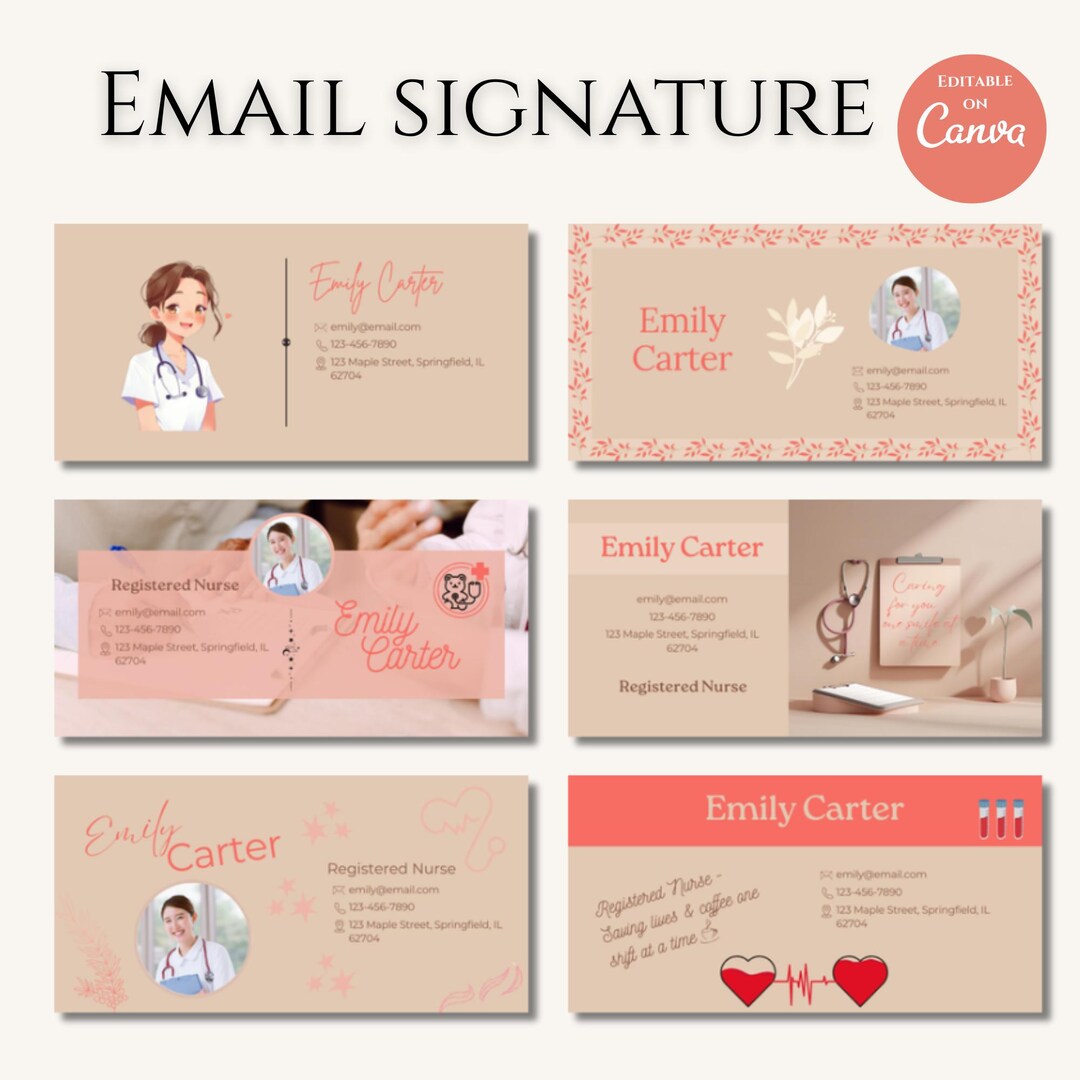 Nurse's Email Signature Template Bundle - Pack of 6 Designs | Editable ...