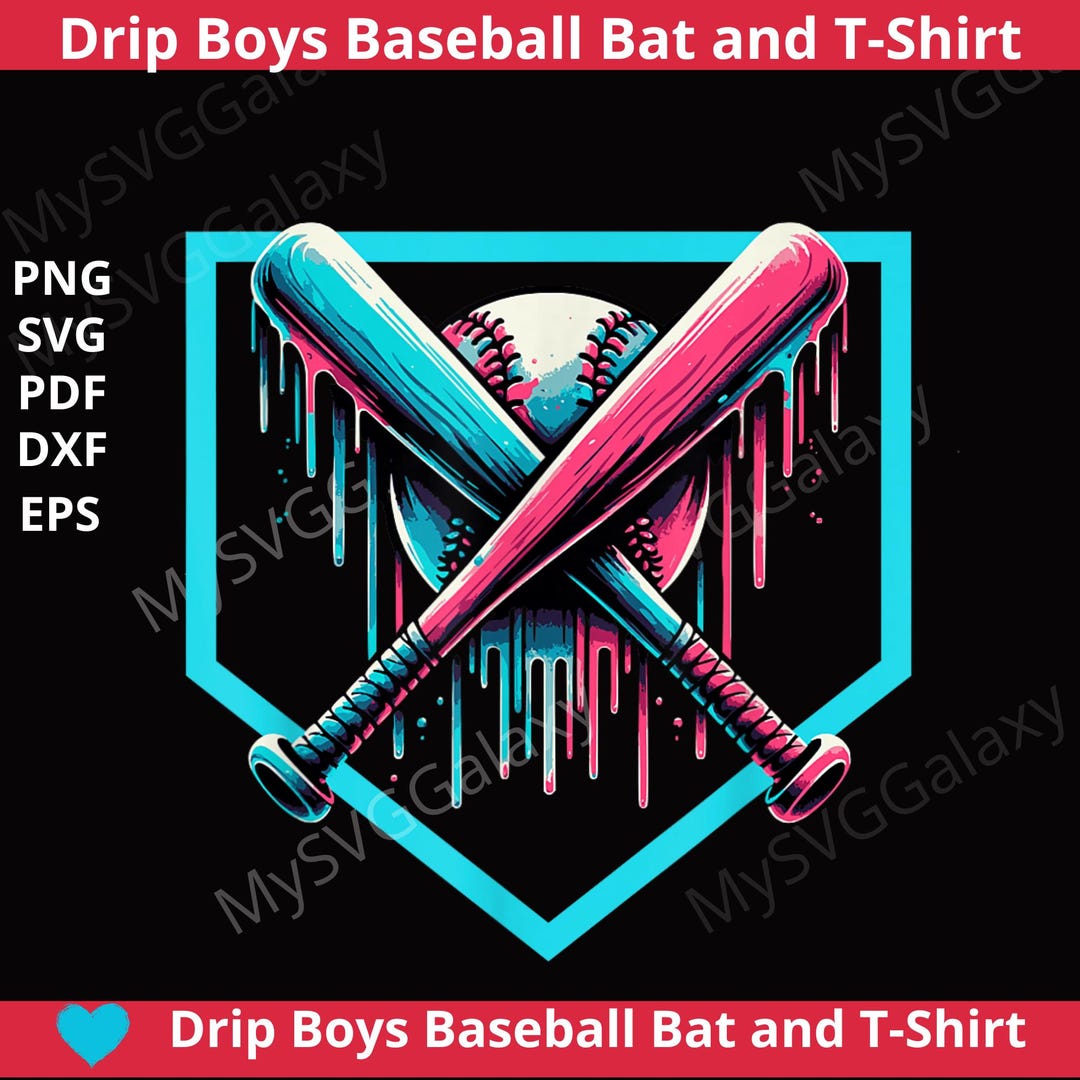 Drip Boys Baseball Bat and T-shirt PNG T-shirt | Boys Sports Shirt ...