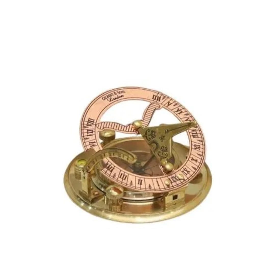 Personalized Antique Brass Sundial Compass With Leather Case, 3.5inch ...