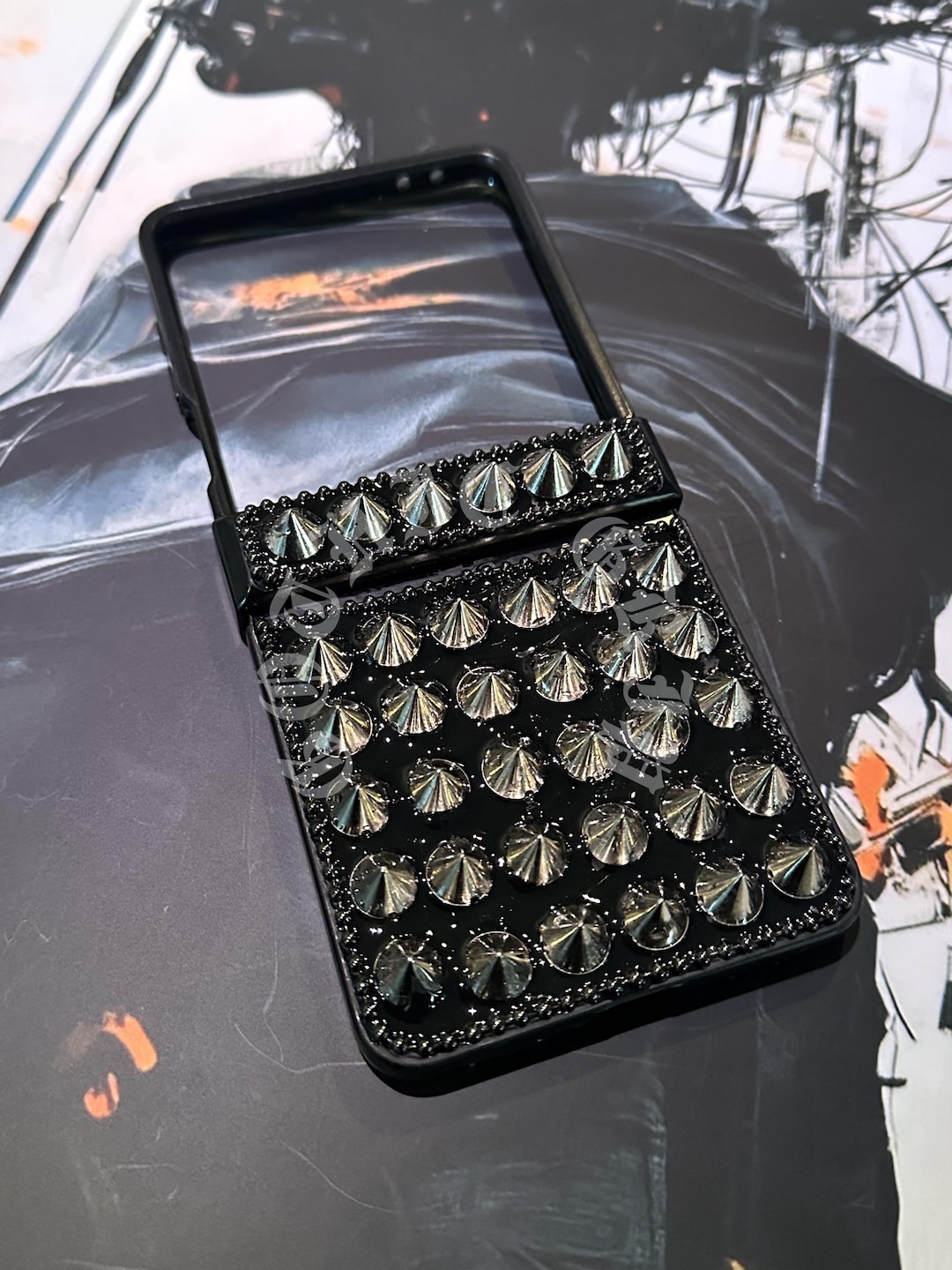 Gothic Spiky Rivet Hinge Protection Phone Case, Custom Galaxy Z Flip ...