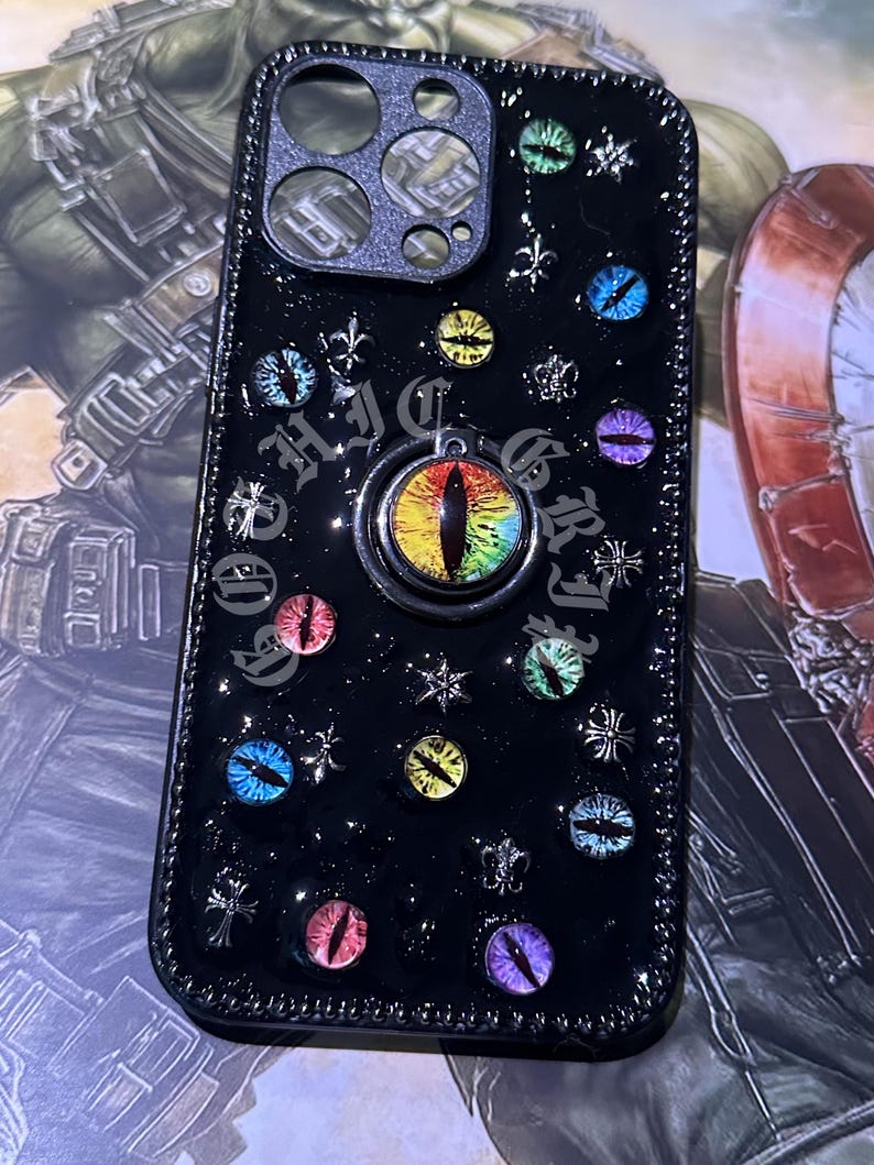 Gothic Glow in the Dark Cat Eyes Phone Case With Ring Stand, Punk Y2K ...