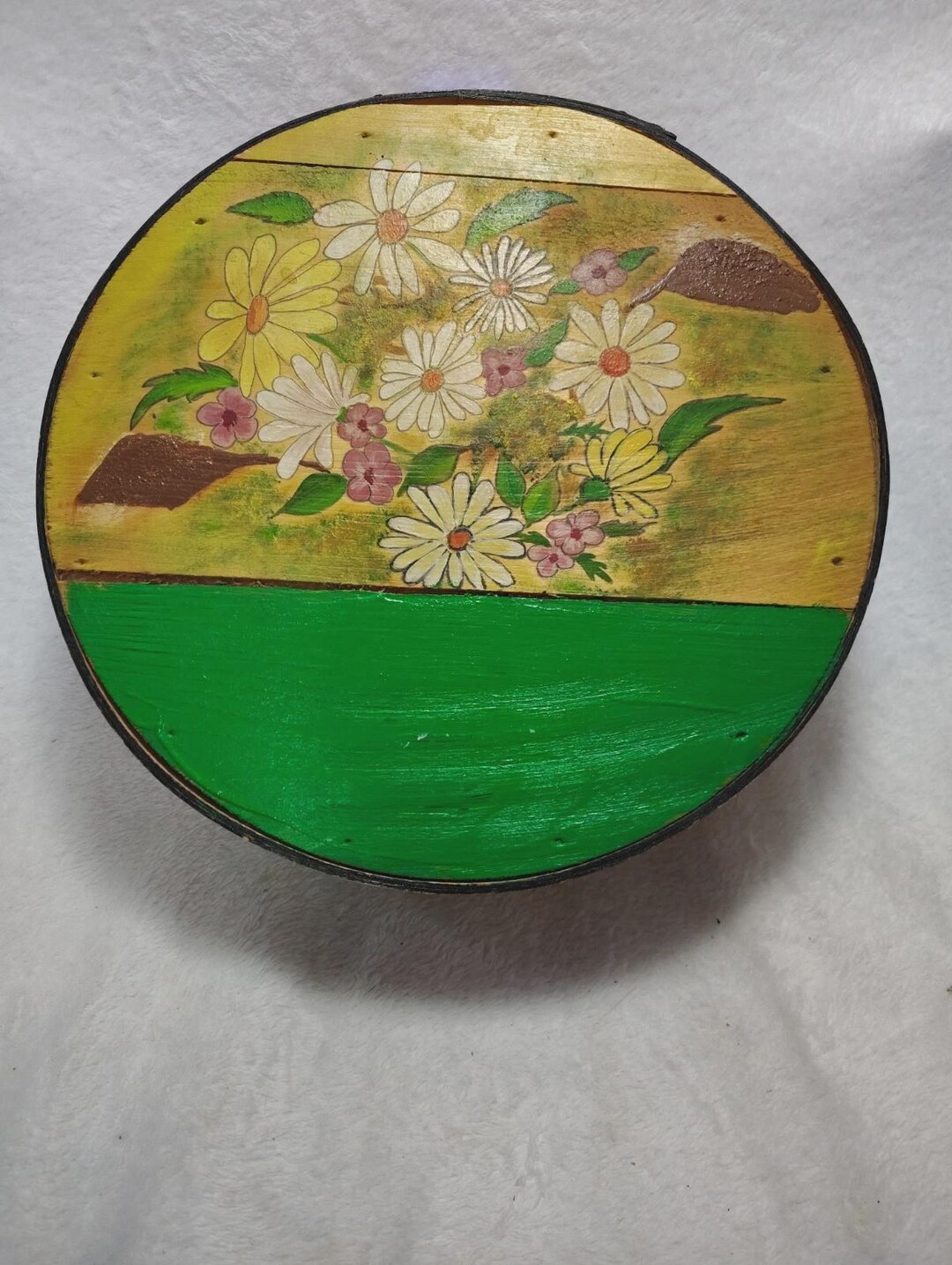 Antique Primitive Cheese Box Hand Painted Floral Design - Etsy