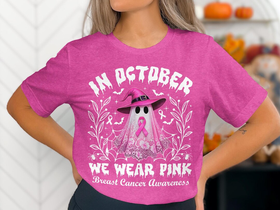 Retro Pink Halloween Ghost: Breast Cancer Awareness PNG SVG - Etsy