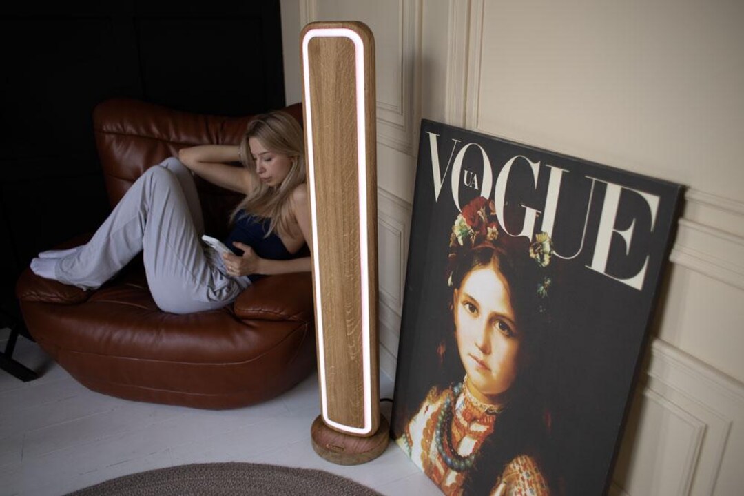 Oak Wood RGB Floor Lamp, Dimmable Nordic Mood Light - Etsy