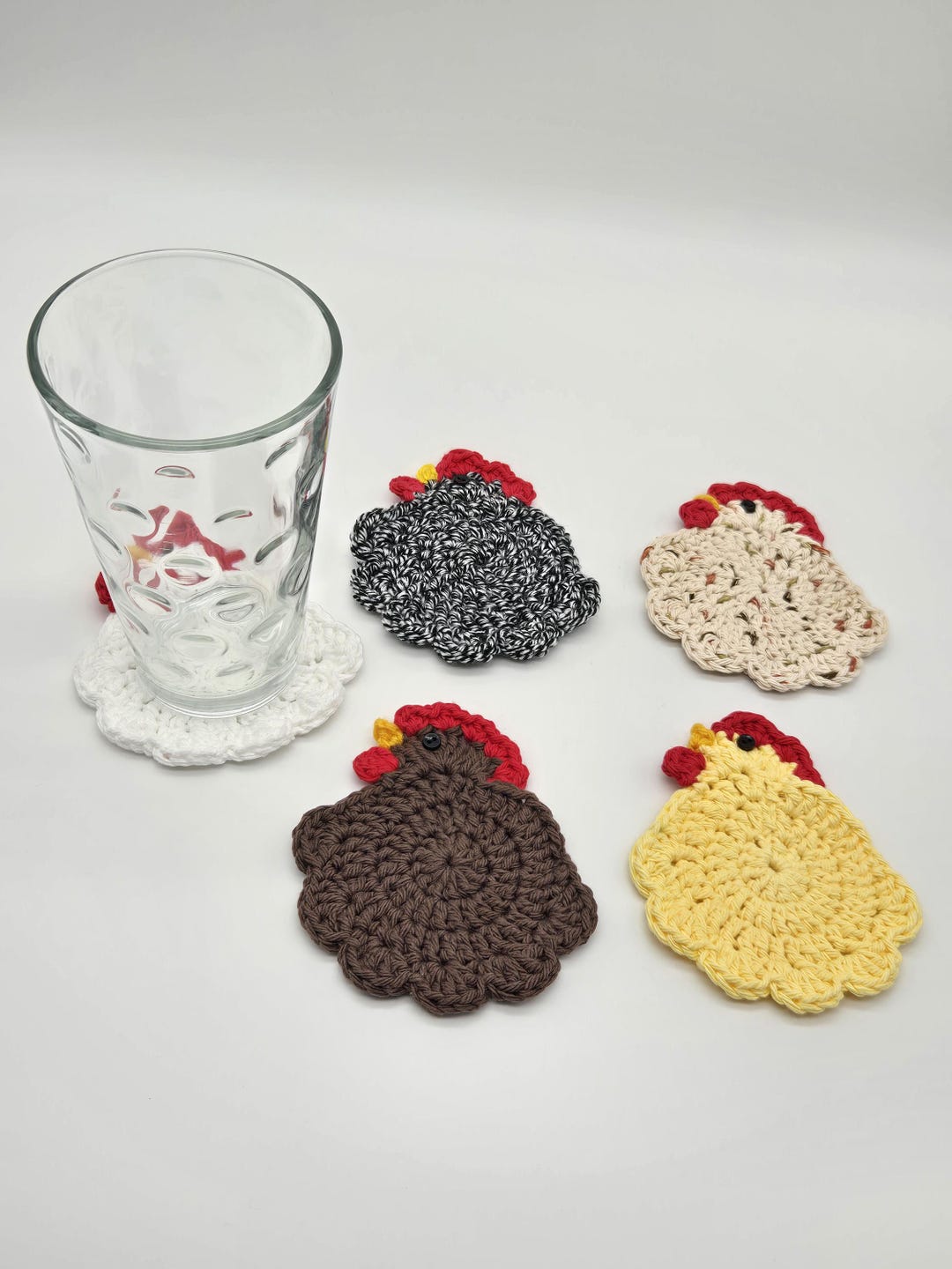 Crocheted Rooster Drink Coasters (5 Pack) - Etsy
