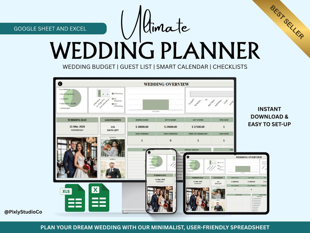 Ultimate Wedding Planner, Excel & Google Sheets, Canva Templates ...