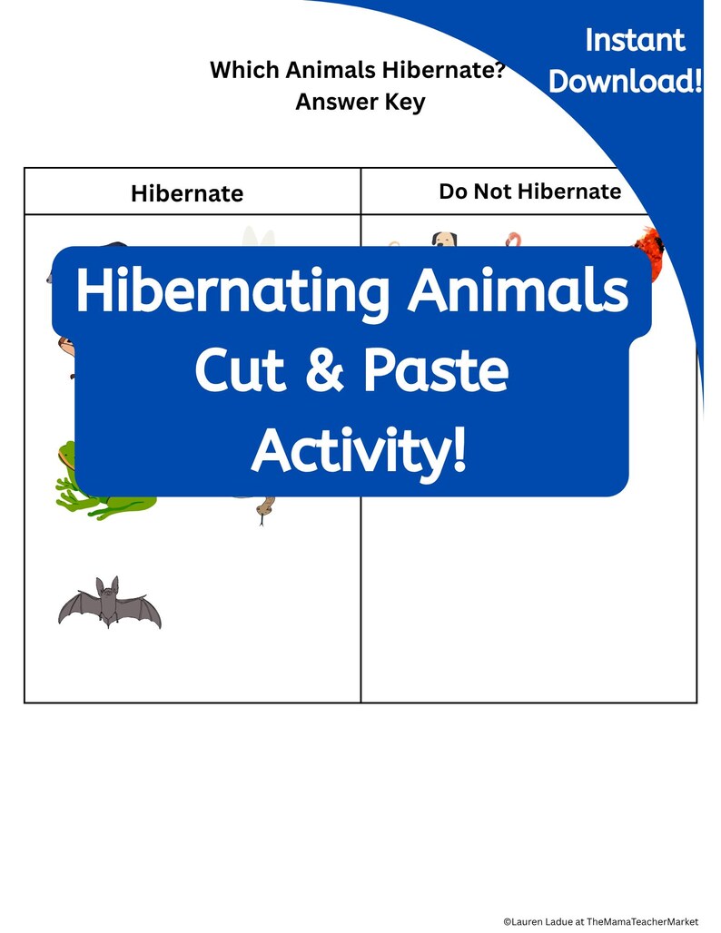 Hibernating Animals Cut & Paste Activity | Winter Science (PDF) - Etsy