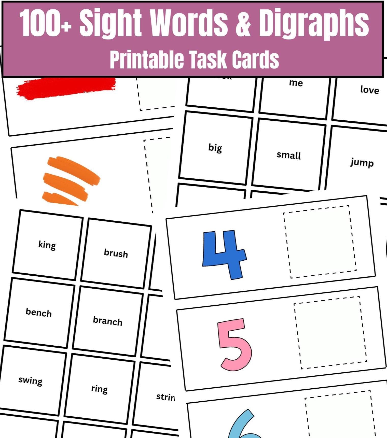 100+ Sight Word & Phonics Task Cards | Kindergarten Literacy | Colors ...