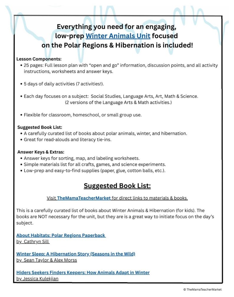 Winter Animals Lesson Plan | Polar Regions, Hibernation (PDF) - Etsy