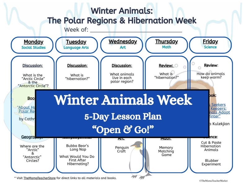 Winter Animals Lesson Plan | Polar Regions, Hibernation (PDF) - Etsy