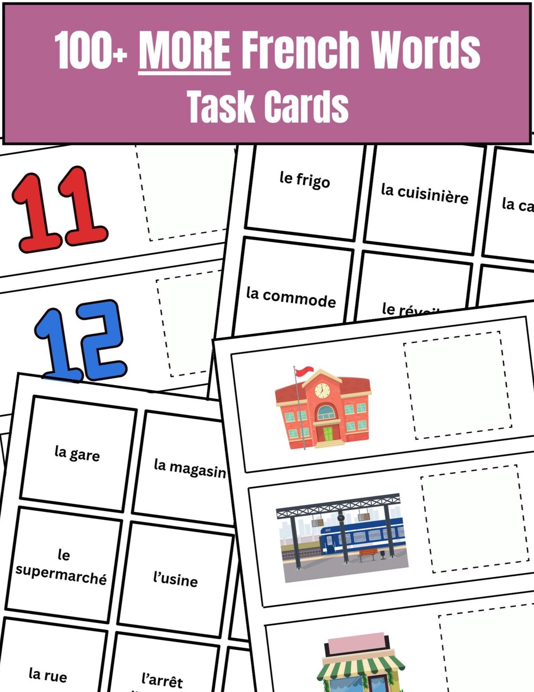 100+ Beginner French Vocabulary Task Cards | ESL & FSL (PDF) - Etsy