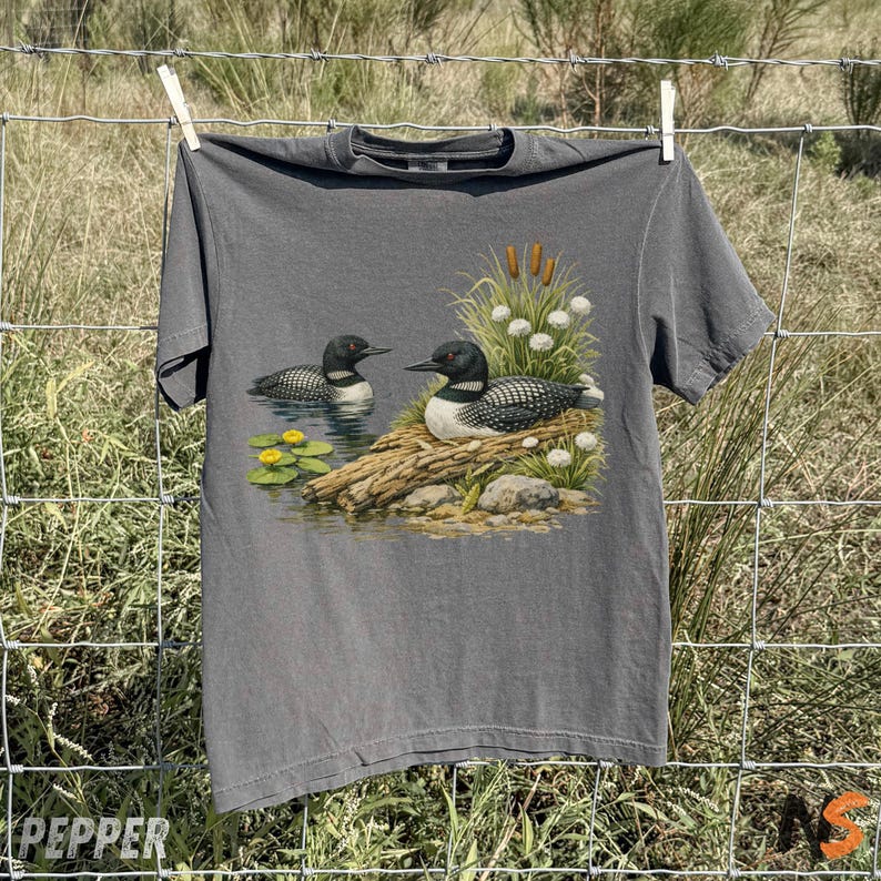 Common Loon Lake T-shirt, Retro 90s Wildlife Art Graphic Tee, Vintage ...