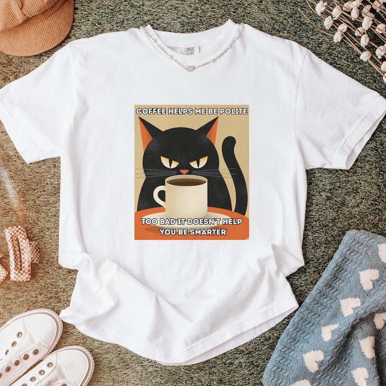Funny Cat Shirt | Coffee Helps Me Be Polite - Etsy