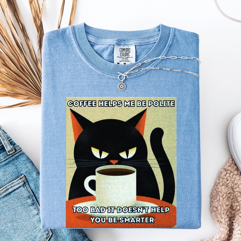 Funny Cat Shirt | Coffee Helps Me Be Polite - Etsy