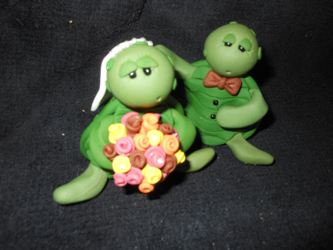 Turtle Cake Topper Turtle Wedding Turtle Bride and Groom Turtles in ...