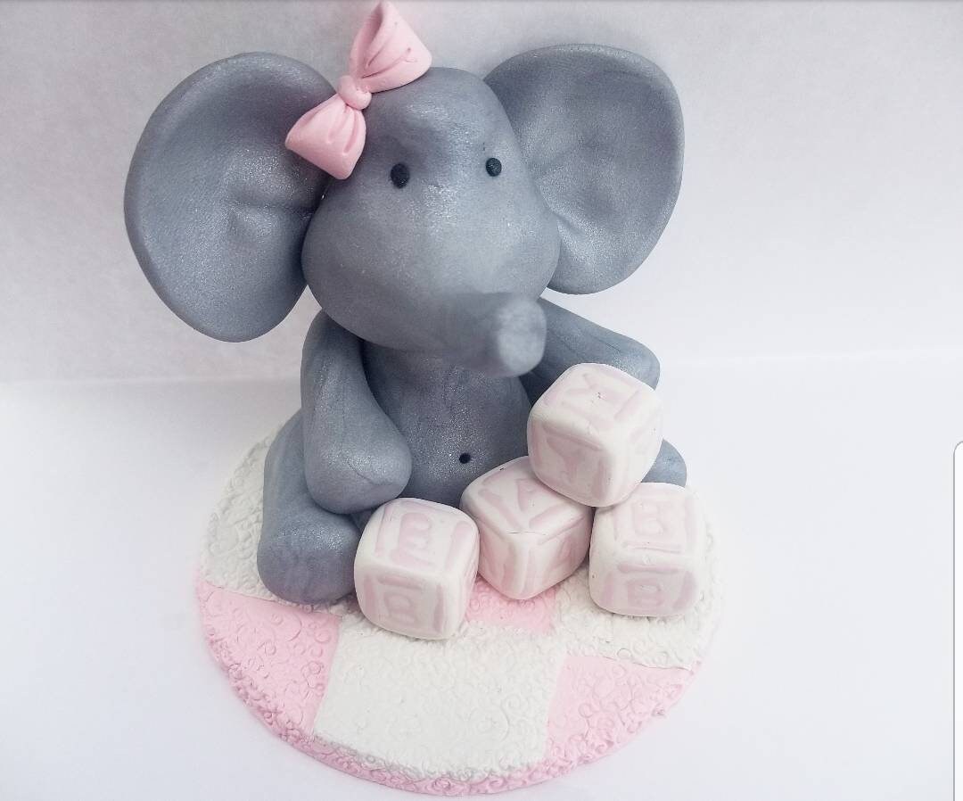 Cake Topper Baby Shower, Elephant Baby Shower Cake Topper, Baby Girl ...