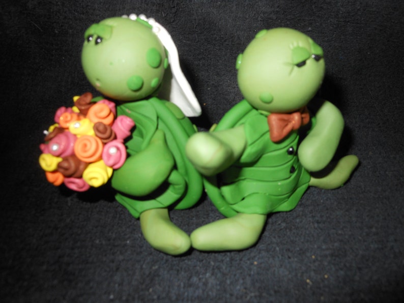 Turtle Cake Topper Turtle Wedding Turtle Bride and Groom Turtles in ...