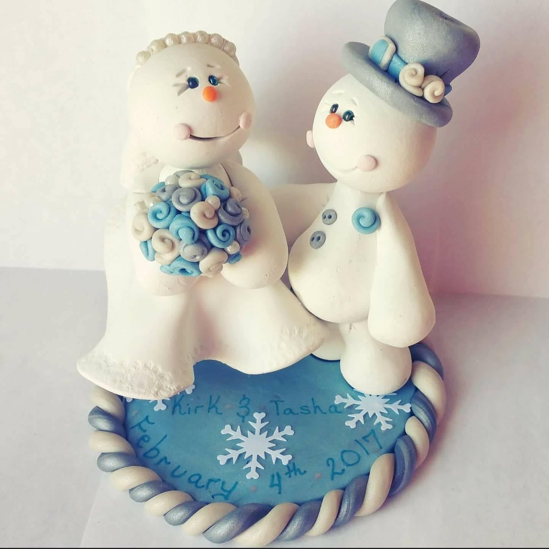 Snowman Wedding Cake Topper, Winter Wedding Cake Topper, Snowmen Cake ...